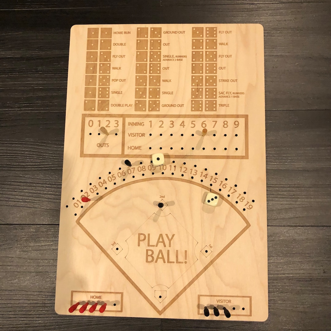 Baseball Wood Board Game With Dice, Markers and Instructions - Etsy