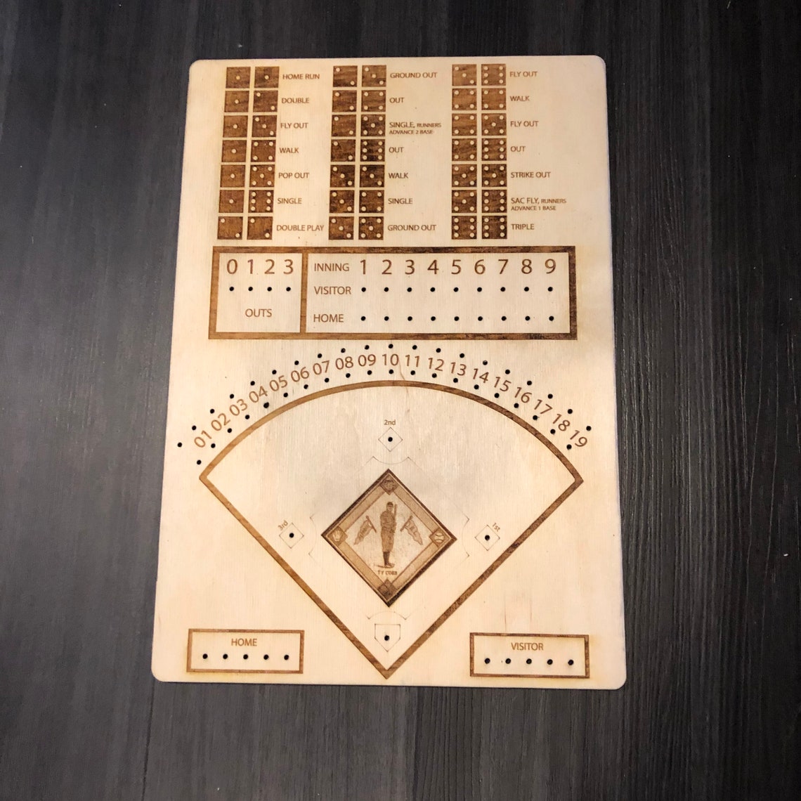 Baseball Wood Board Game With Dice, Markers and Instructions - Etsy