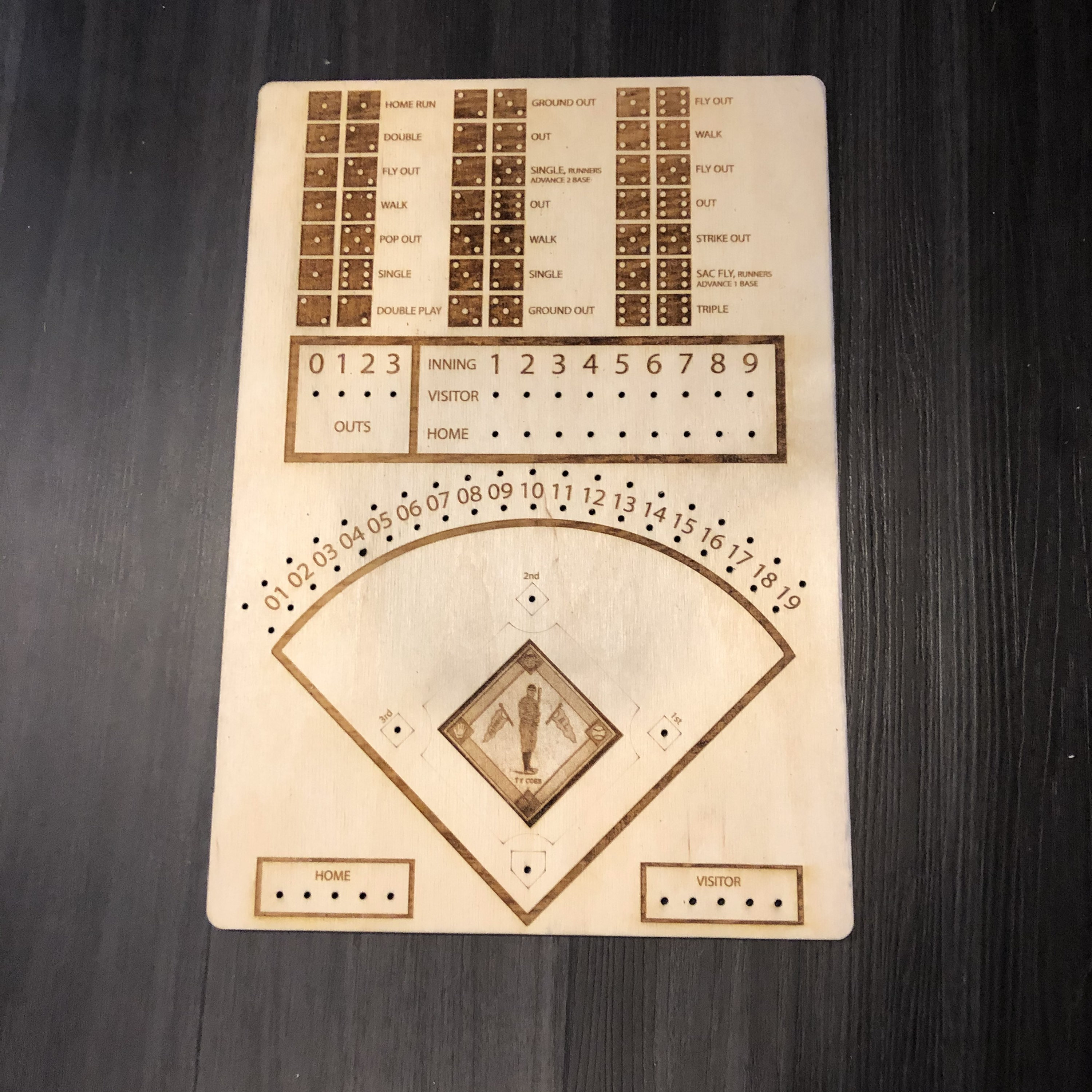 Baseball Wood Board Game With Dice, Markers and Instructions - Etsy