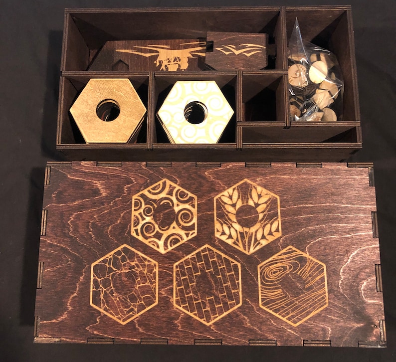Stained Wood Game Board Engraved Storage Box for up to 5-6 Players - Etsy