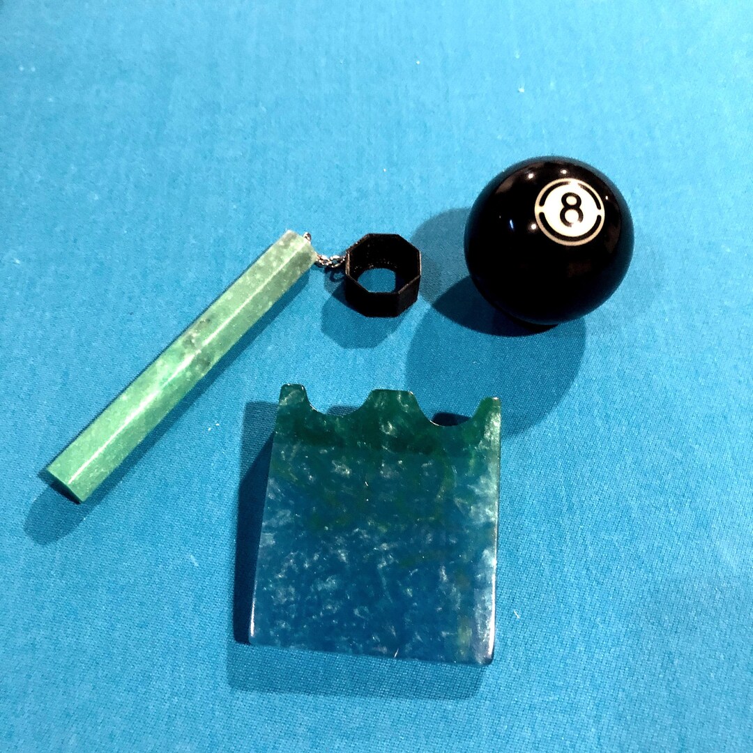 Pool Stick Claw 2 Cue Holder Resin Blue and Green With Matching Chalk ...