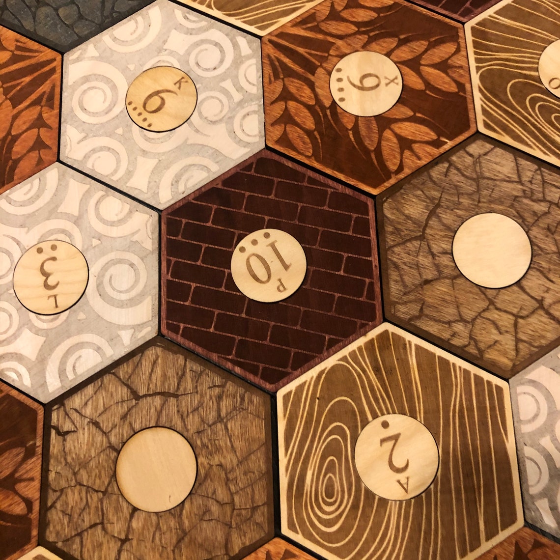 Stained Wood Game Board With Custom Laser Etched Terrain, Border and ...