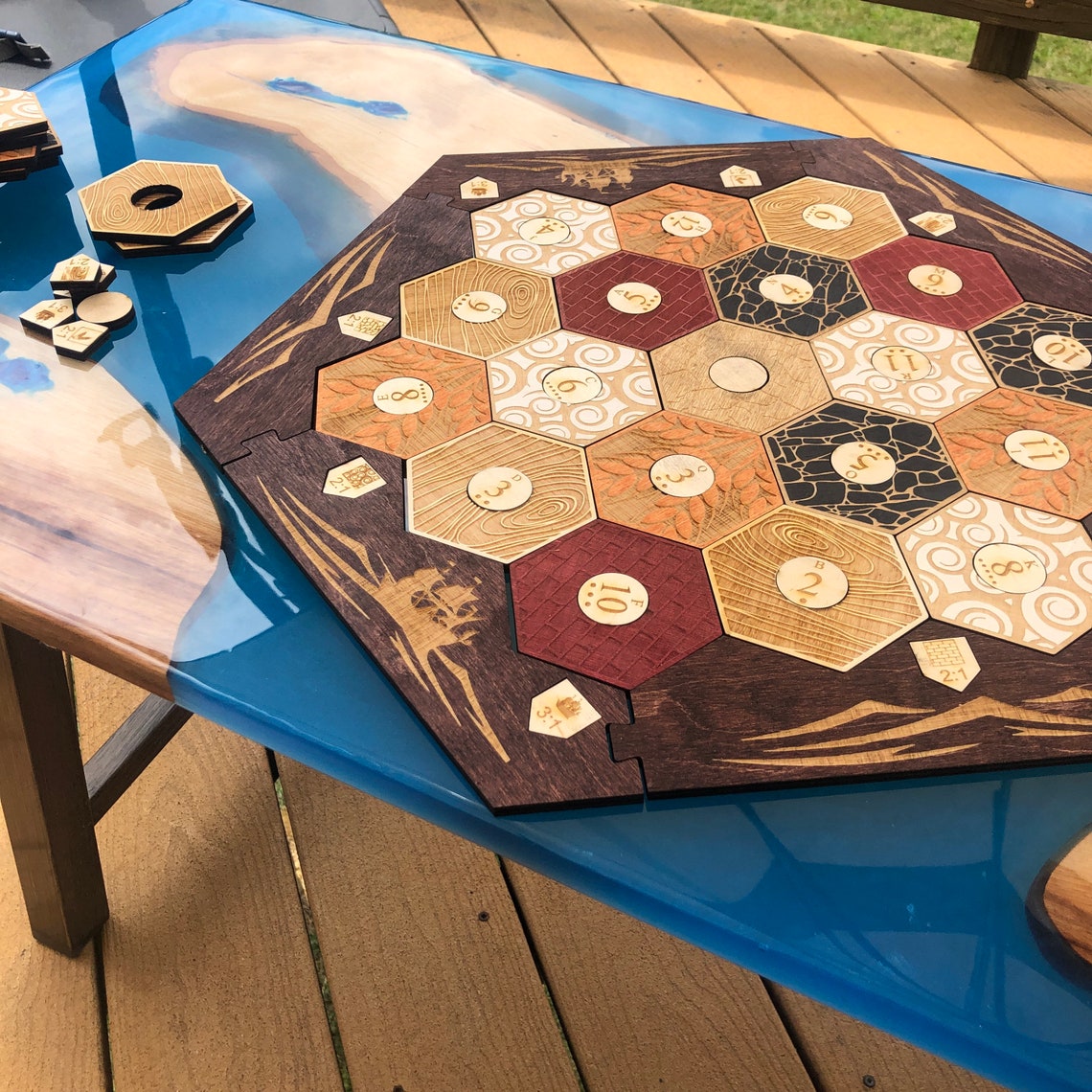 Stained Wood Game Board With Custom Laser Etched Terrain | Etsy