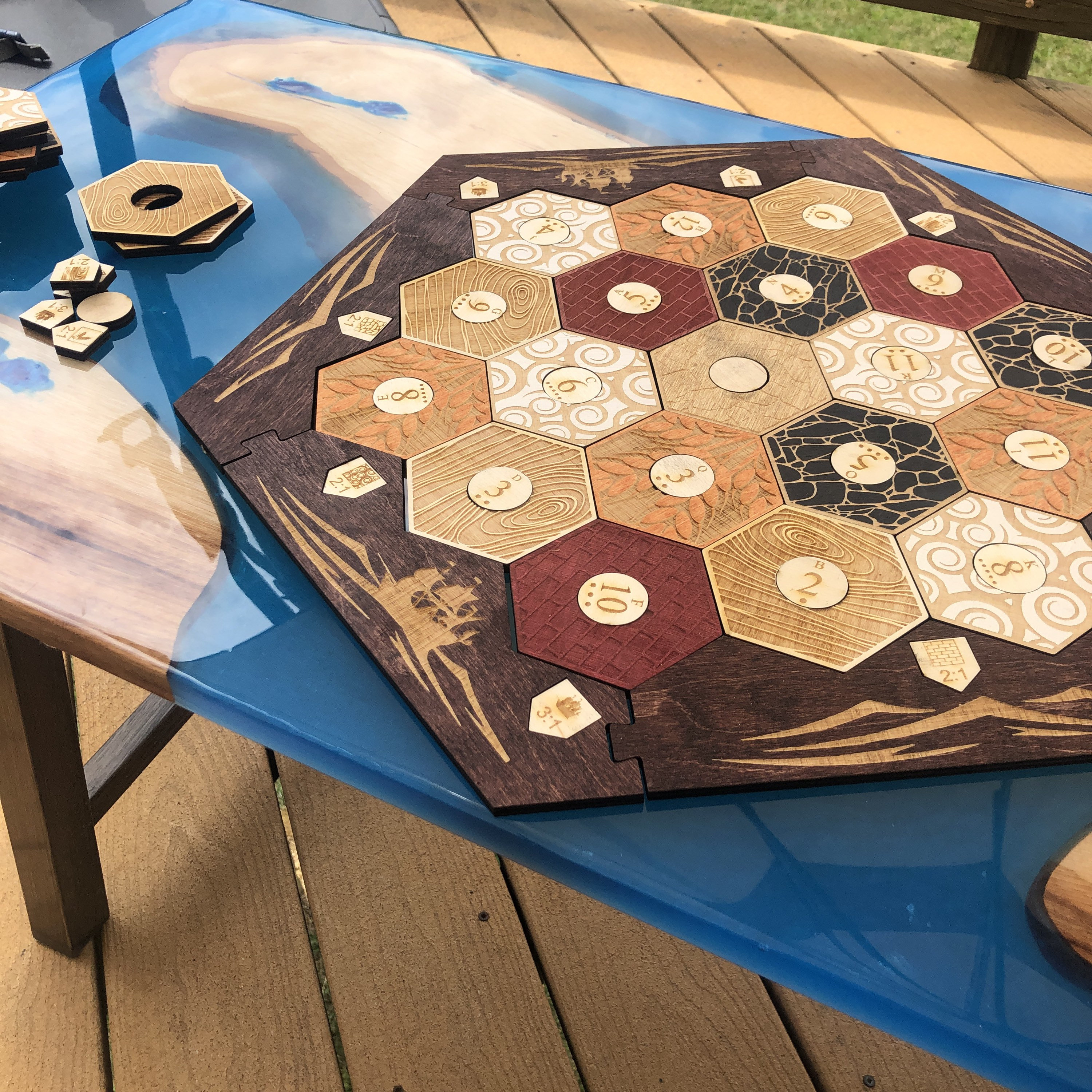 Stained Wood Game Board With Custom Laser Etched Terrain, Border and ...