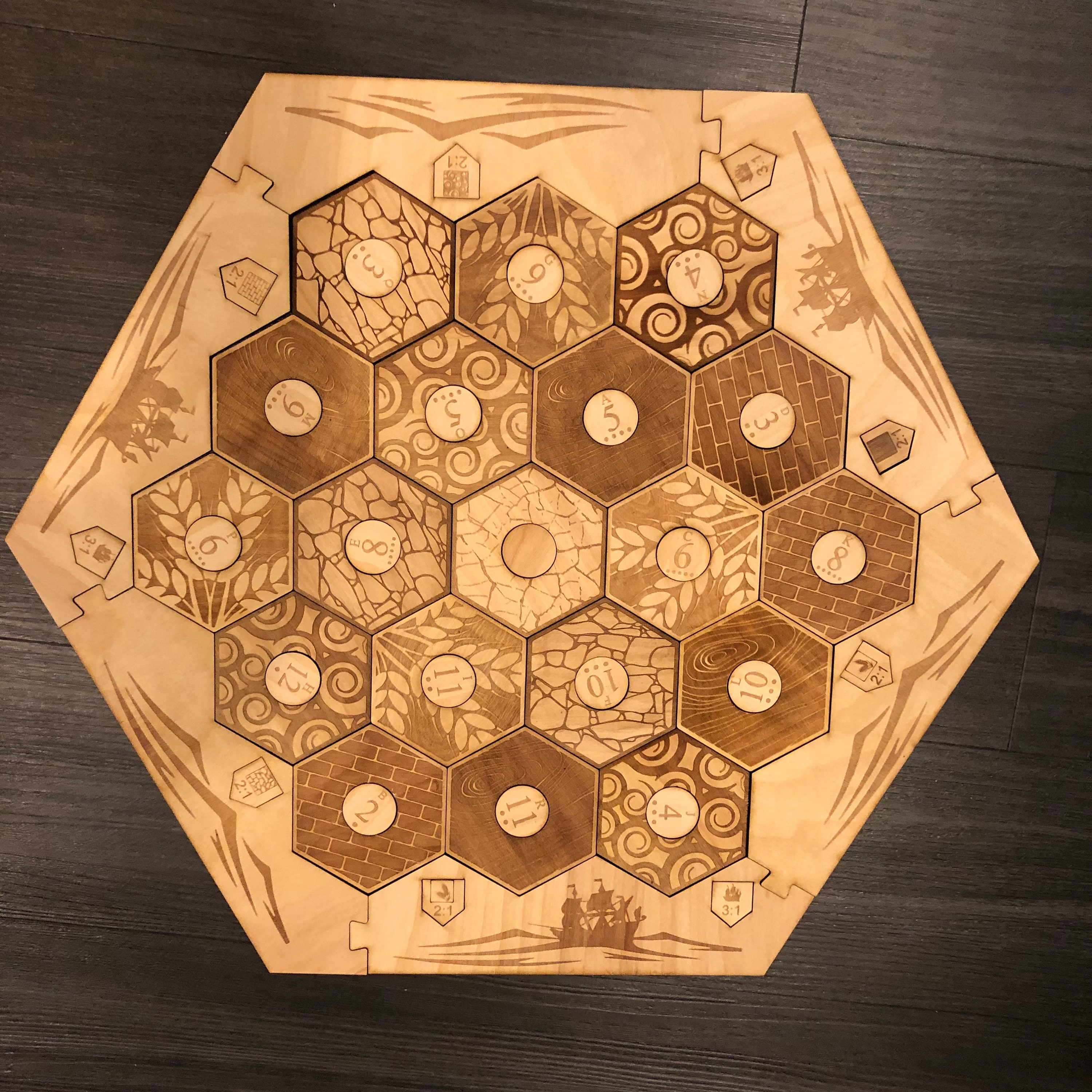 Wooden Game Board With Custom Laser Etched Terrain Border and - Etsy