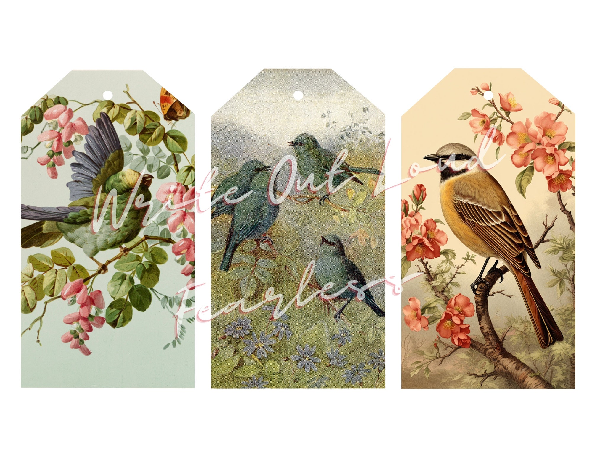 Set of 12 Vintage Birds Journal Tags, Junk Journal Tags, Printable ...