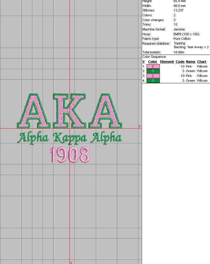 AKA 1908 Alpha Kappa Alpha Embroidery Design File 4 Inch - Etsy