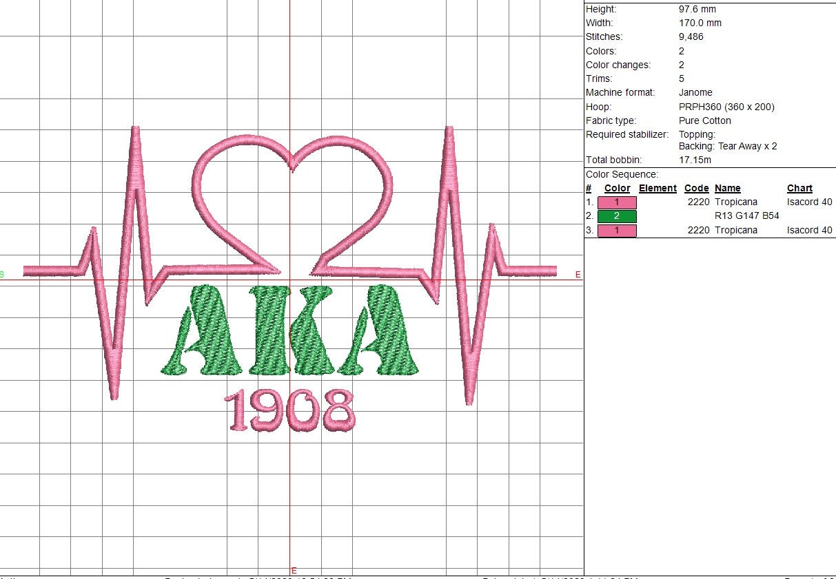 AKA Heartbeat Alpha Kappa Alpha Embroidery Design File 4 Sizes - Etsy
