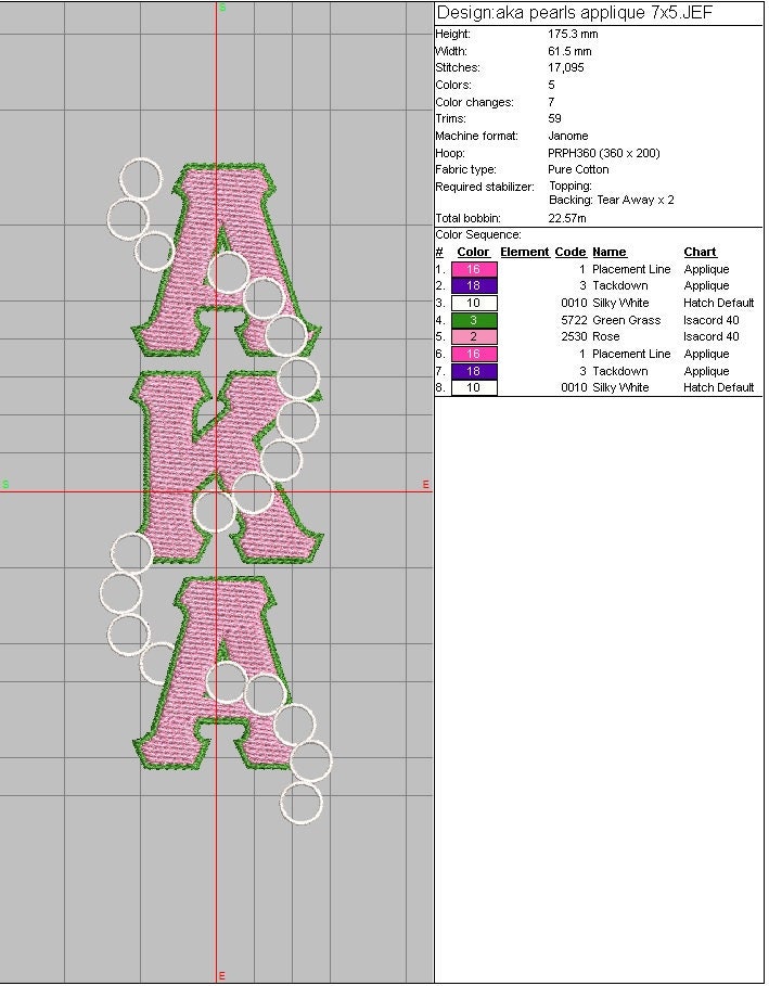 AKA Letters With Pearls Embroidery Applique Design File AKA - Etsy