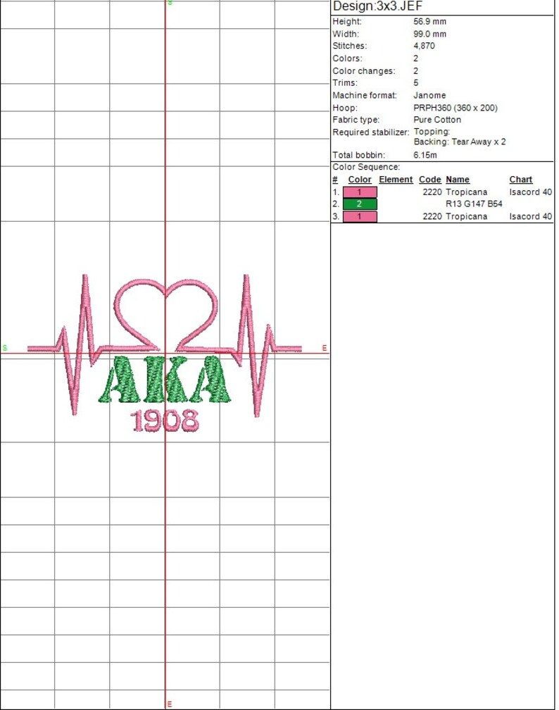 AKA Heartbeat Alpha Kappa Alpha Embroidery Design File 4 Sizes - Etsy