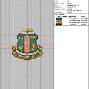 AKA Shield Embroidery Applique Design File AKA 1908 Alpha Kappa Alpha ...