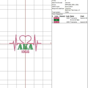 AKA Heartbeat Alpha Kappa Alpha Embroidery Design File 4 Sizes - Etsy
