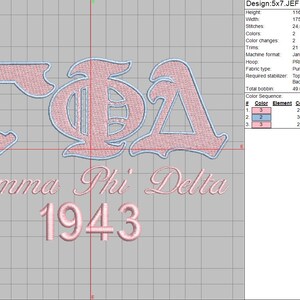 Gamma Phi Delta 1943 Old English Font Embroidery Design File - Etsy