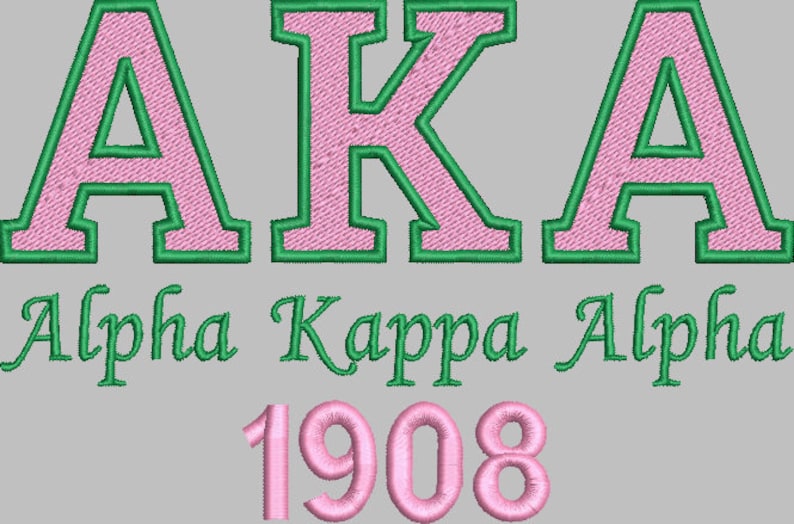 AKA 1908 Alpha Kappa Alpha Embroidery Design File 7 Inch and 6 - Etsy