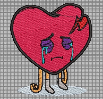 Crying Heart Broken Heart Embroidery File 2 SIZES - Etsy