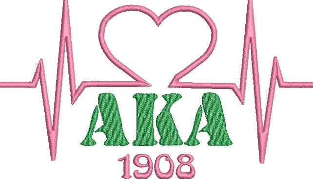 AKA Heartbeat Alpha Kappa Alpha Embroidery Design File 4 Sizes - Etsy