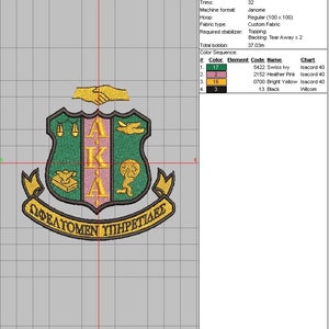 AKA Shield Embroidery Applique Design File AKA 1908 Alpha Kappa Alpha ...