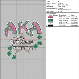 AKA Silver Soror Embroidery Applique Design File AKA 1908 Alpha Kappa ...