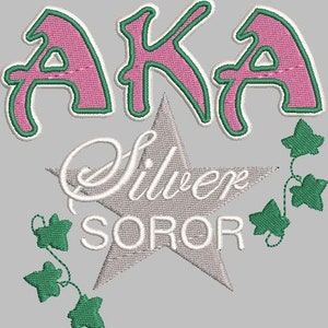 AKA Silver Soror Embroidery Applique Design File AKA 1908 Alpha Kappa ...