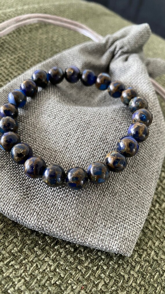 Handmade bracelete Sapphire impression jasper beads