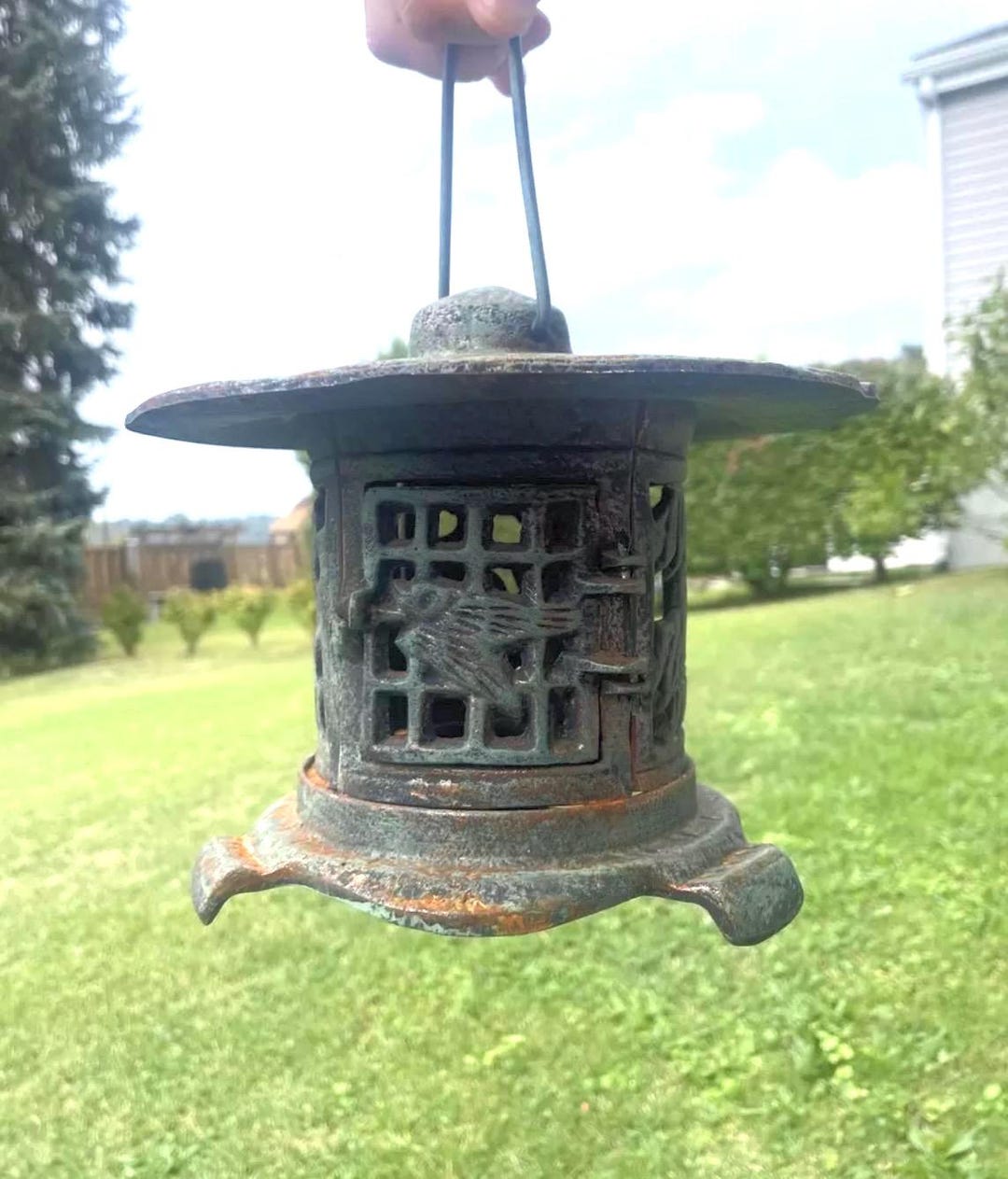 Old Japan Blue Lantern birds and Bamboo Motif - Etsy
