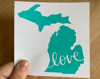 Love Michigan Car Decal, Car Decal, Car Sticker, Label, Custom Decal ...