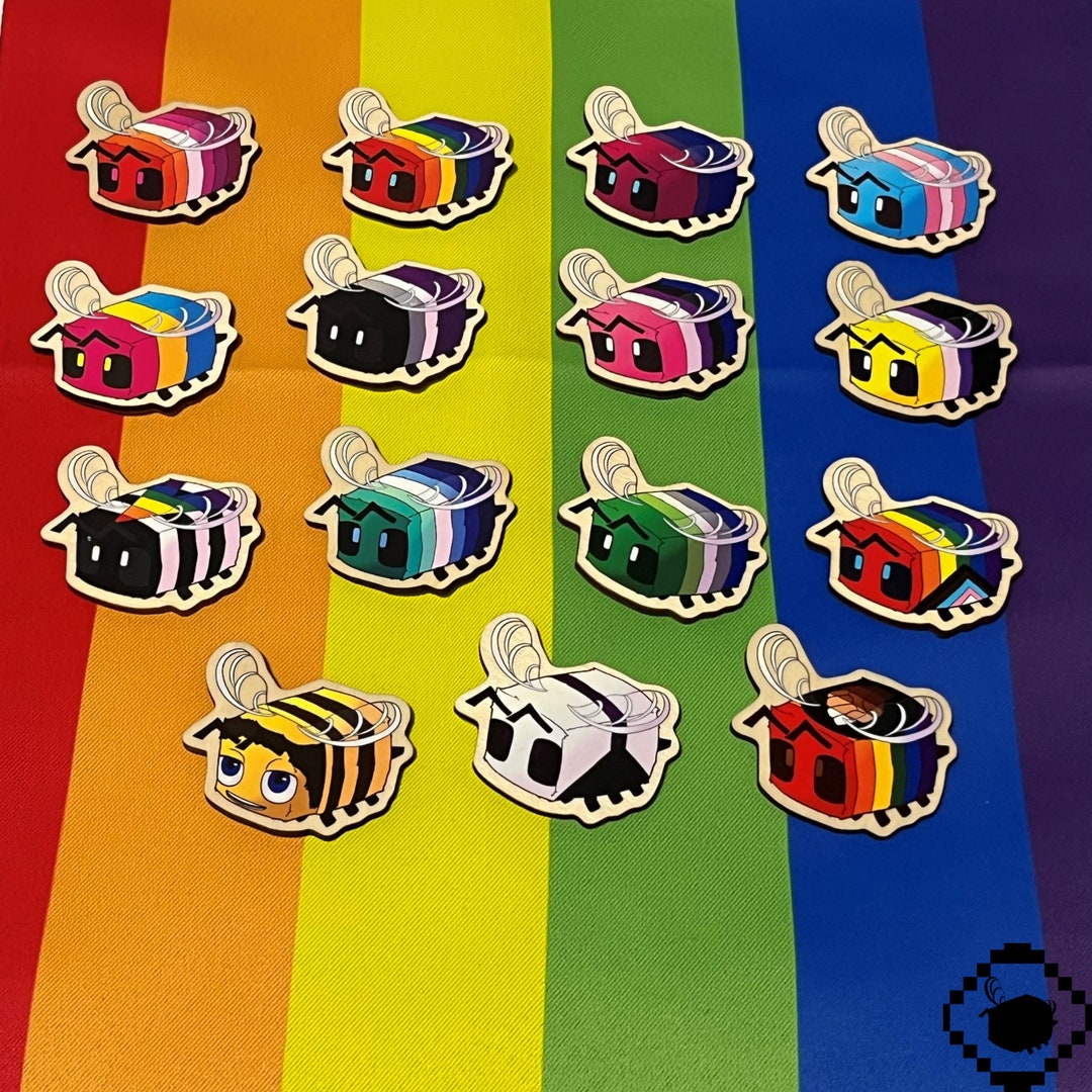 LGBTQ Minecraft-inspired Bee Wood Pin - Etsy