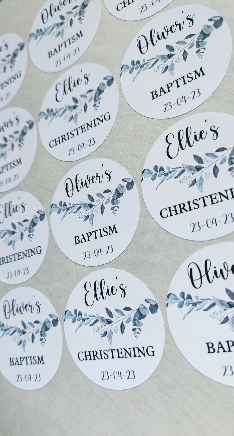 Personalised Christening Stickers, Baby Baptism Labels, Party Favor ...