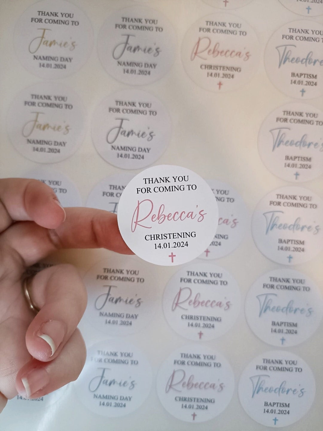 Personalised Christening Stickers, Baby Baptism Labels, Naming Day ...