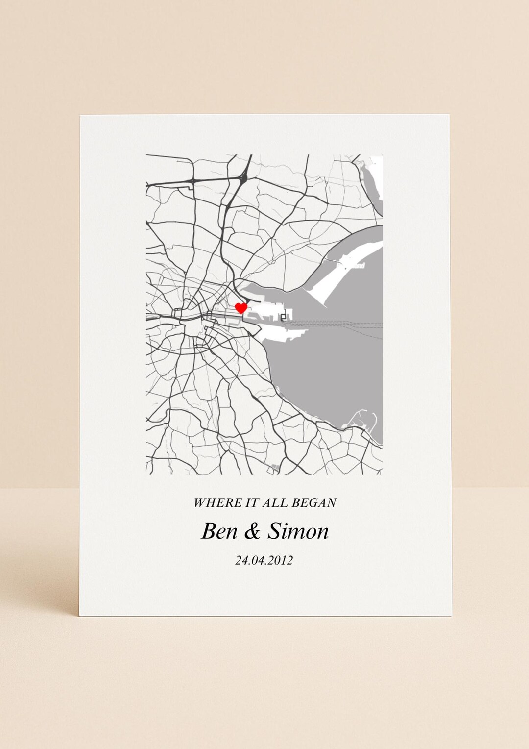 Custom Couples Map Print: Personalized Wedding Engagement Gift - Etsy