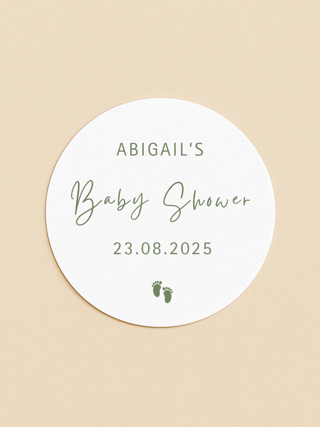 Personalized Sage Green Baby Shower Stickers: Favor Bag Decals - Etsy ...
