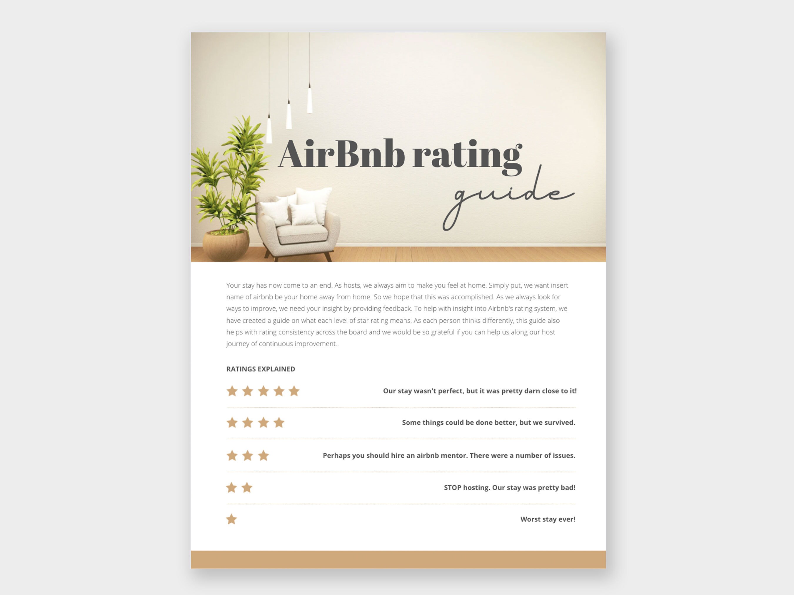 Beige Airbnb Rating Guide Vacation Rental Rating Explained - Etsy