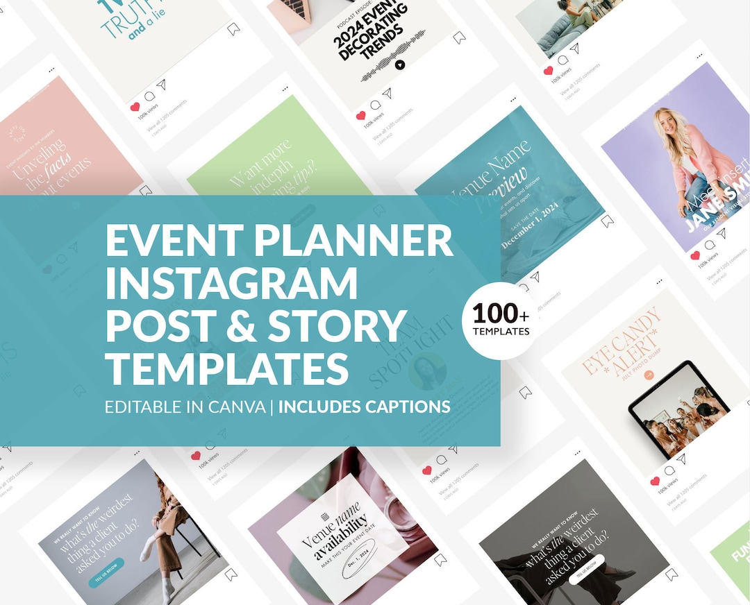 Wedding Event Planner Instagram Post and Story Templates Venue Social ...