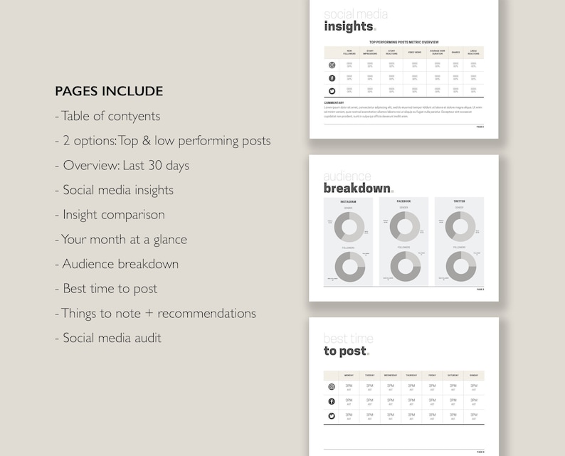 Beige Social Media Analytics Report Template | Social Media Performance ...
