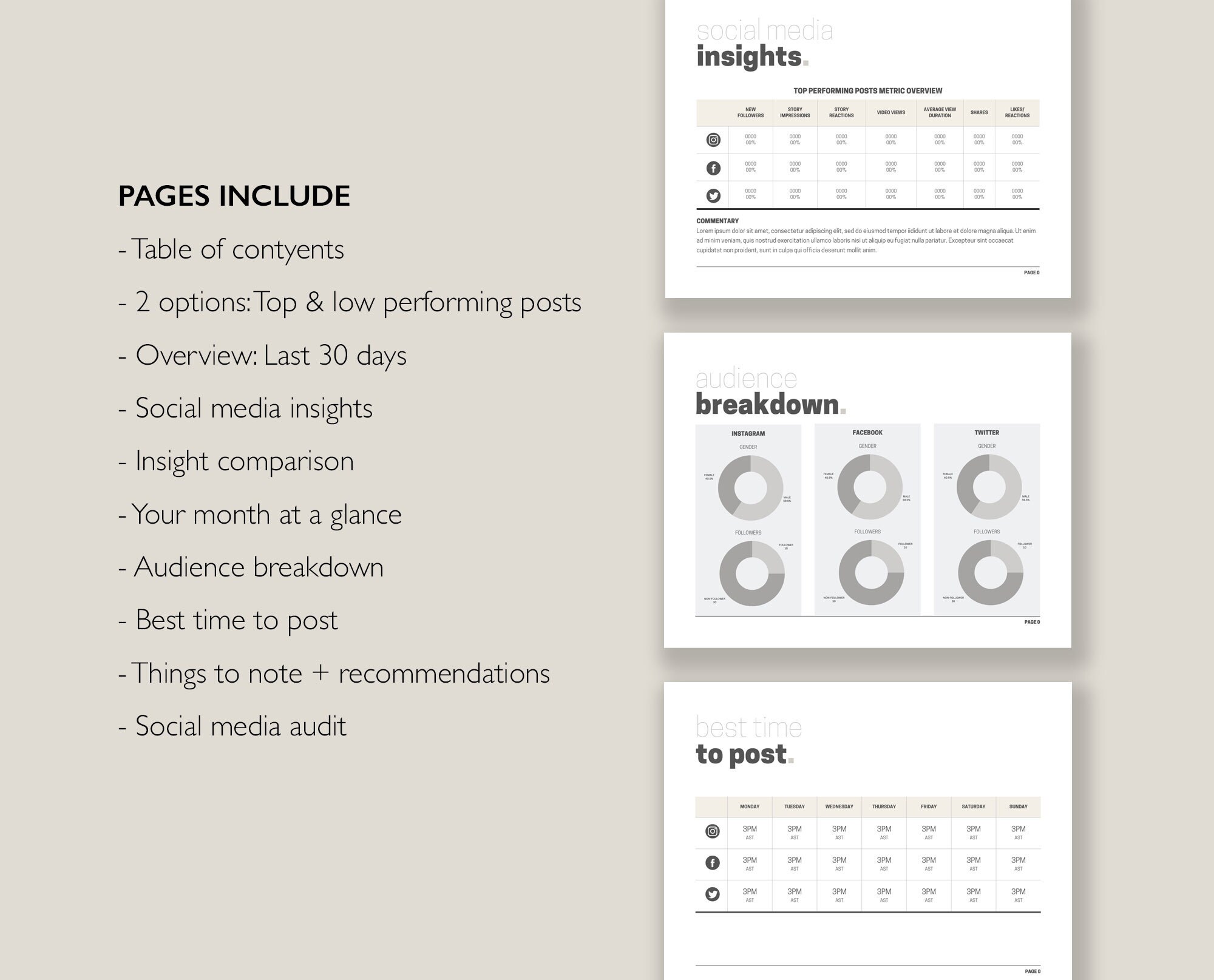 Beige Social Media Analytics Report Template | Social Media Performance ...