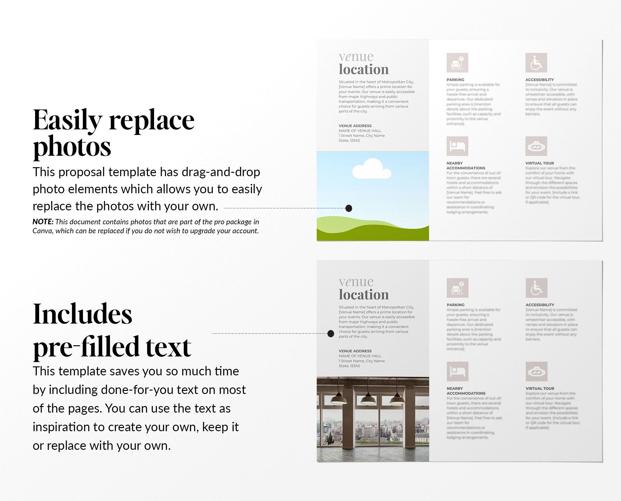 Venue Rental Brochure Template New Client Pitch Document Wedding Venue ...