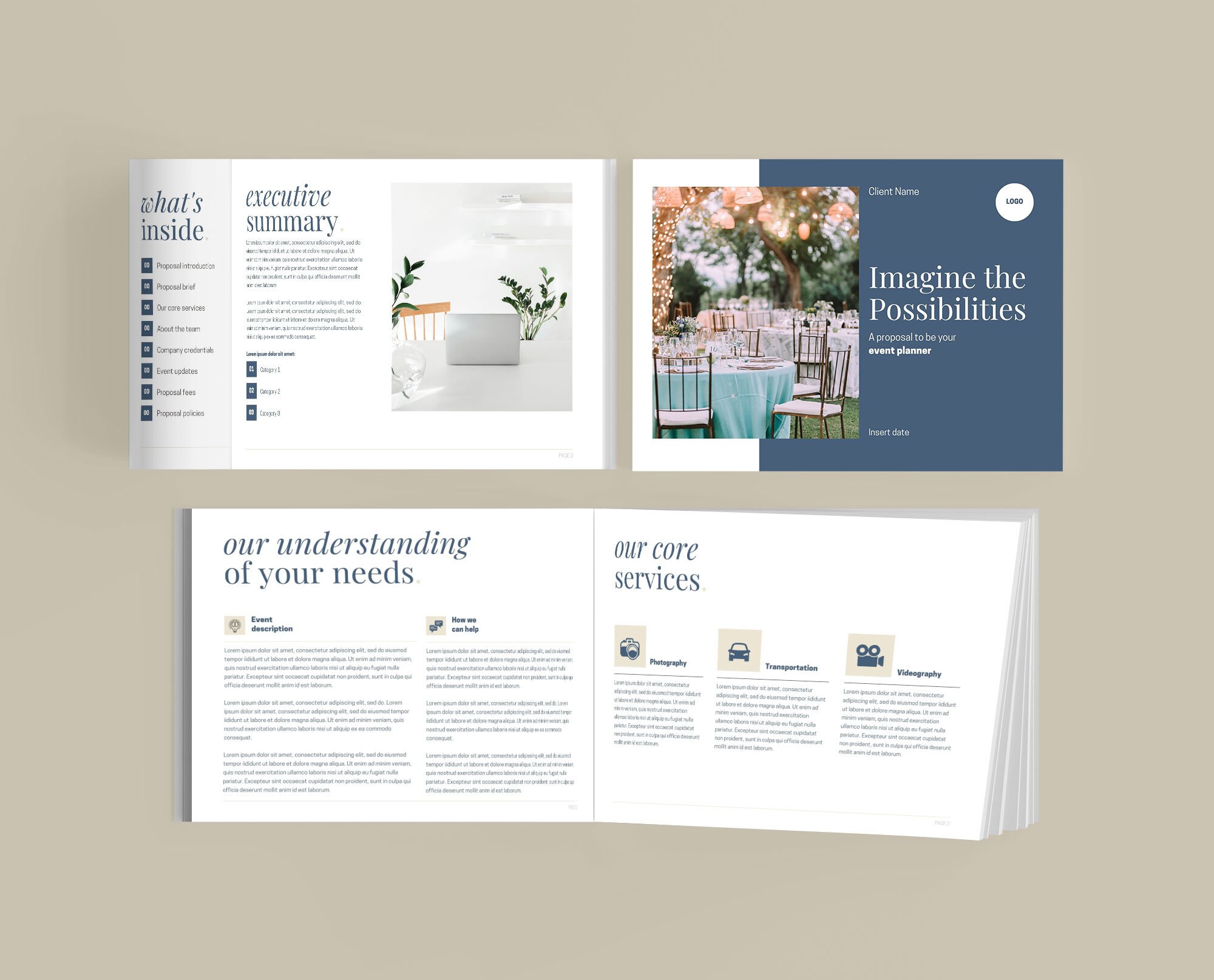 Blue Event Planner Proposal Template Clean New Client Pitch - Etsy