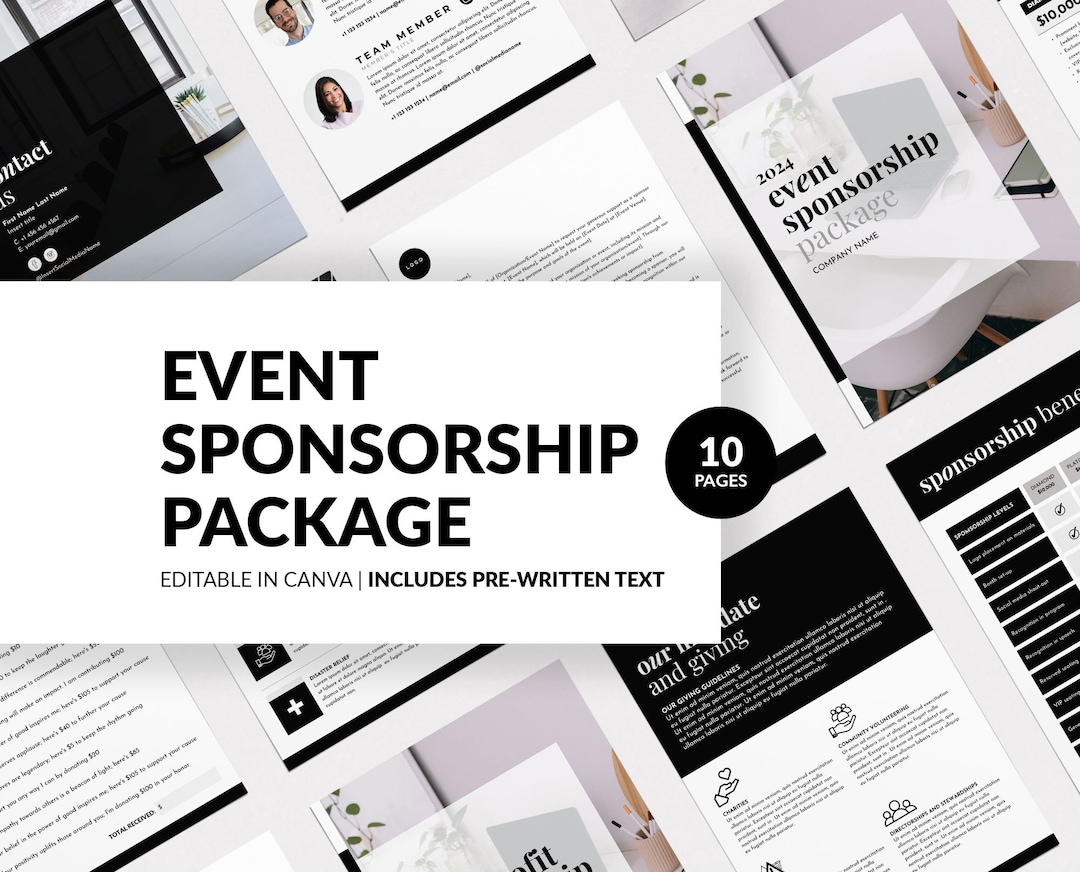 Event Sponsorship Package Template: 10-page Canva Design (8.5x11in) - Etsy