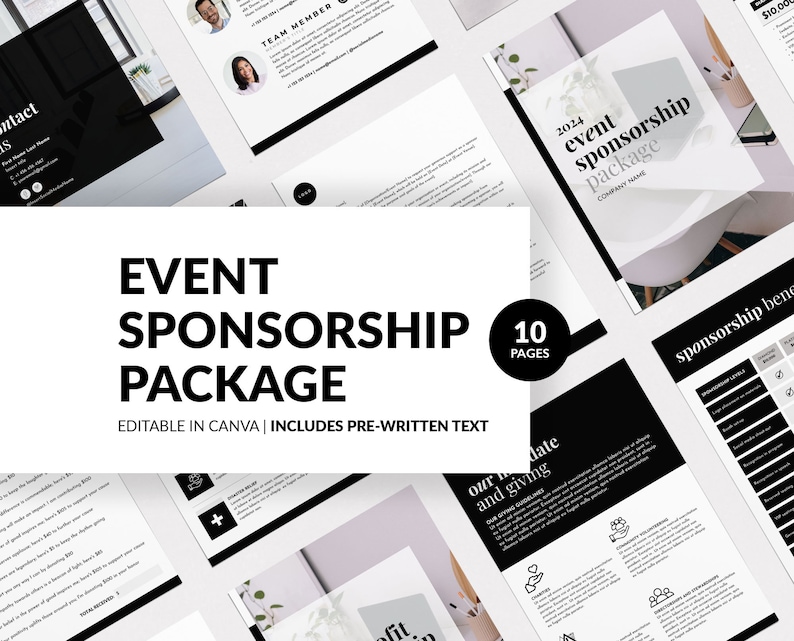 Event Sponsorship Package Template: 10-page Canva Design (8.5x11in) - Etsy