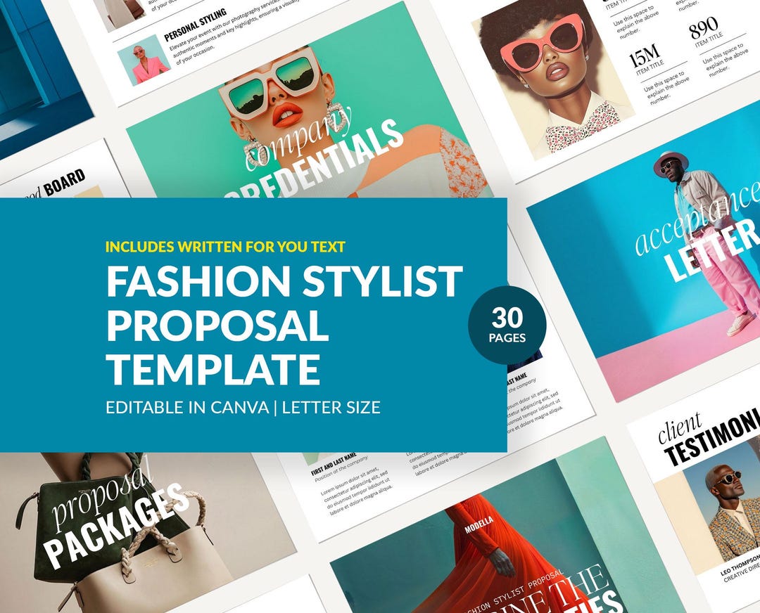 Fashion Stylist Proposal Template: Customizable Canva Design (30 Pages ...