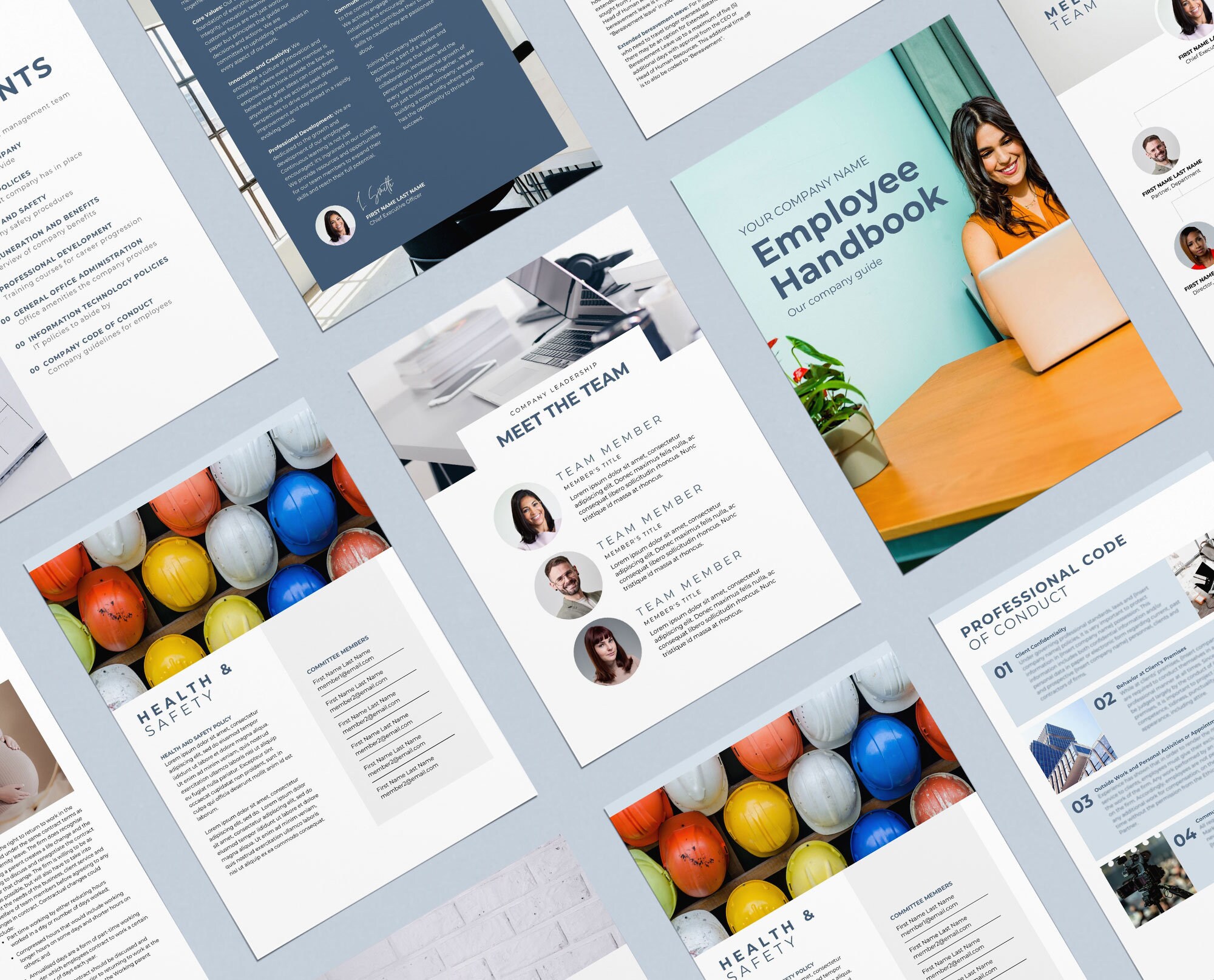 Blue Employee Handbook With Pre-written Text | New Hire Manual | Human ...