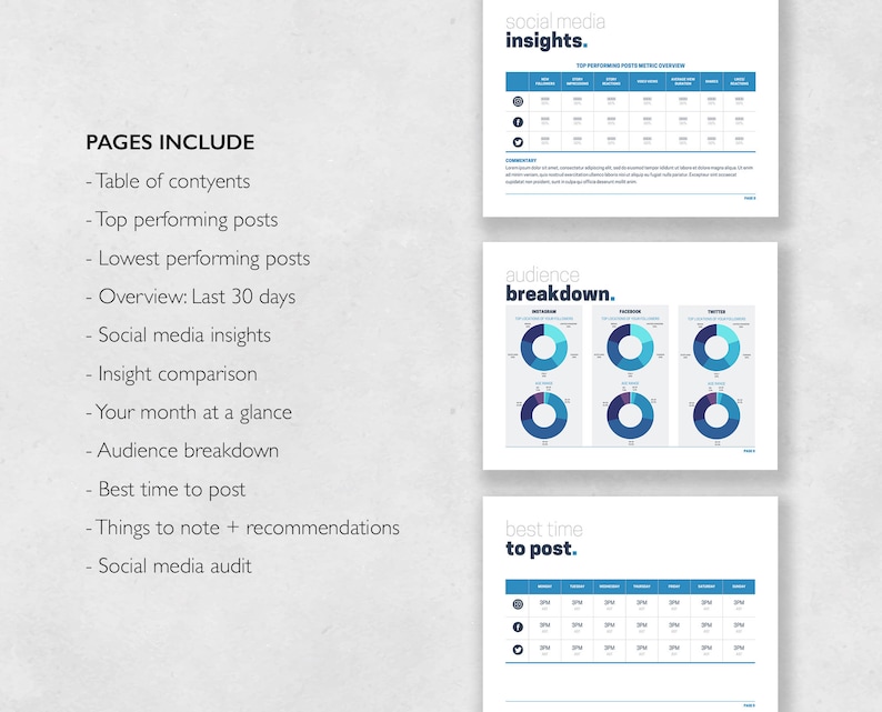 Blue Social Media Analytics Report Template Canva Monthly Report SMM ...