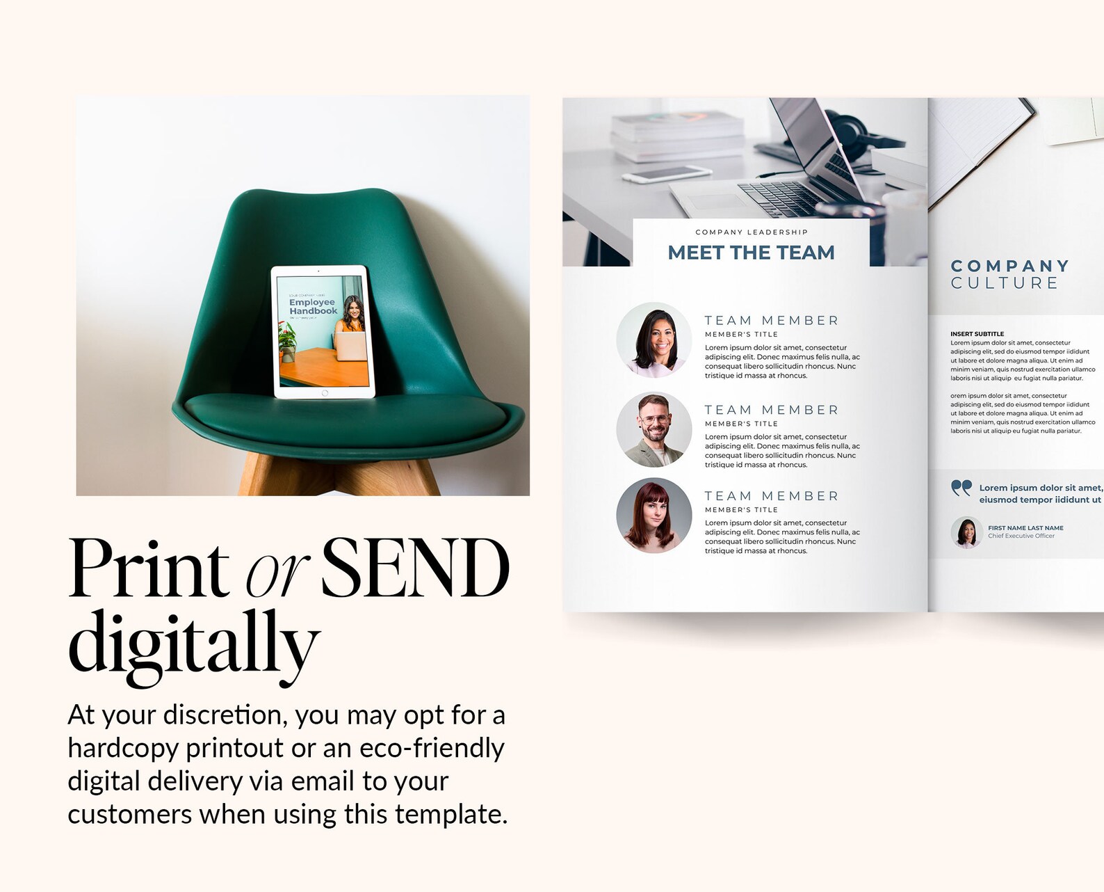 Blue Employee Handbook With Pre-written Text | New Hire Manual | Human ...