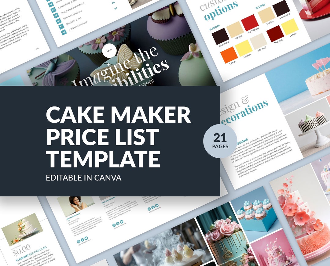 Cake Baking Price List Brochure Wedding Client Price Guide Template ...