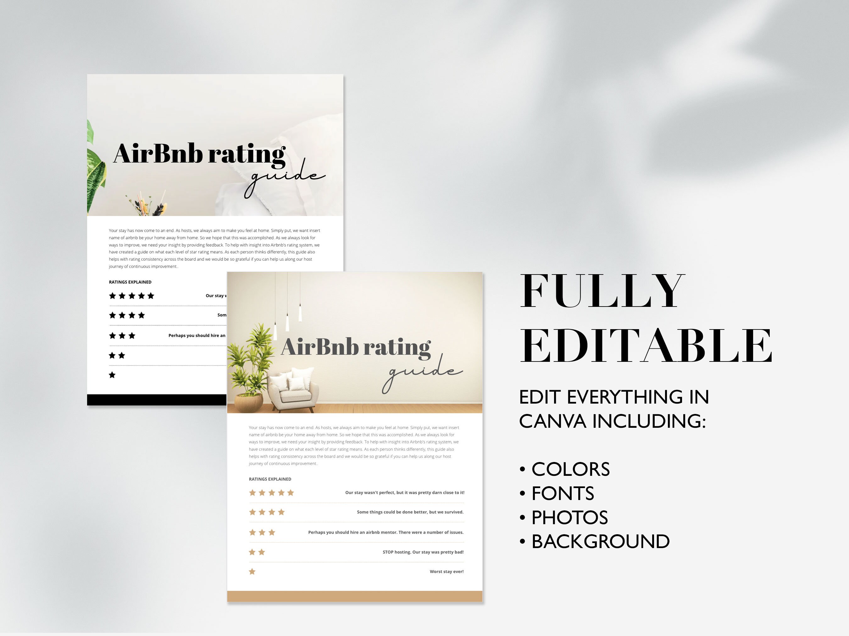 Beige Airbnb Rating Guide Vacation Rental Rating Explained - Etsy