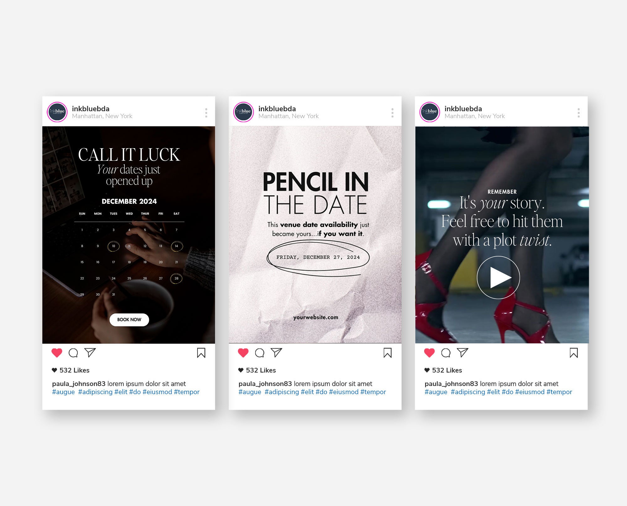 Wedding Event Planner Instagram Template Event Venue Rental Instagram ...