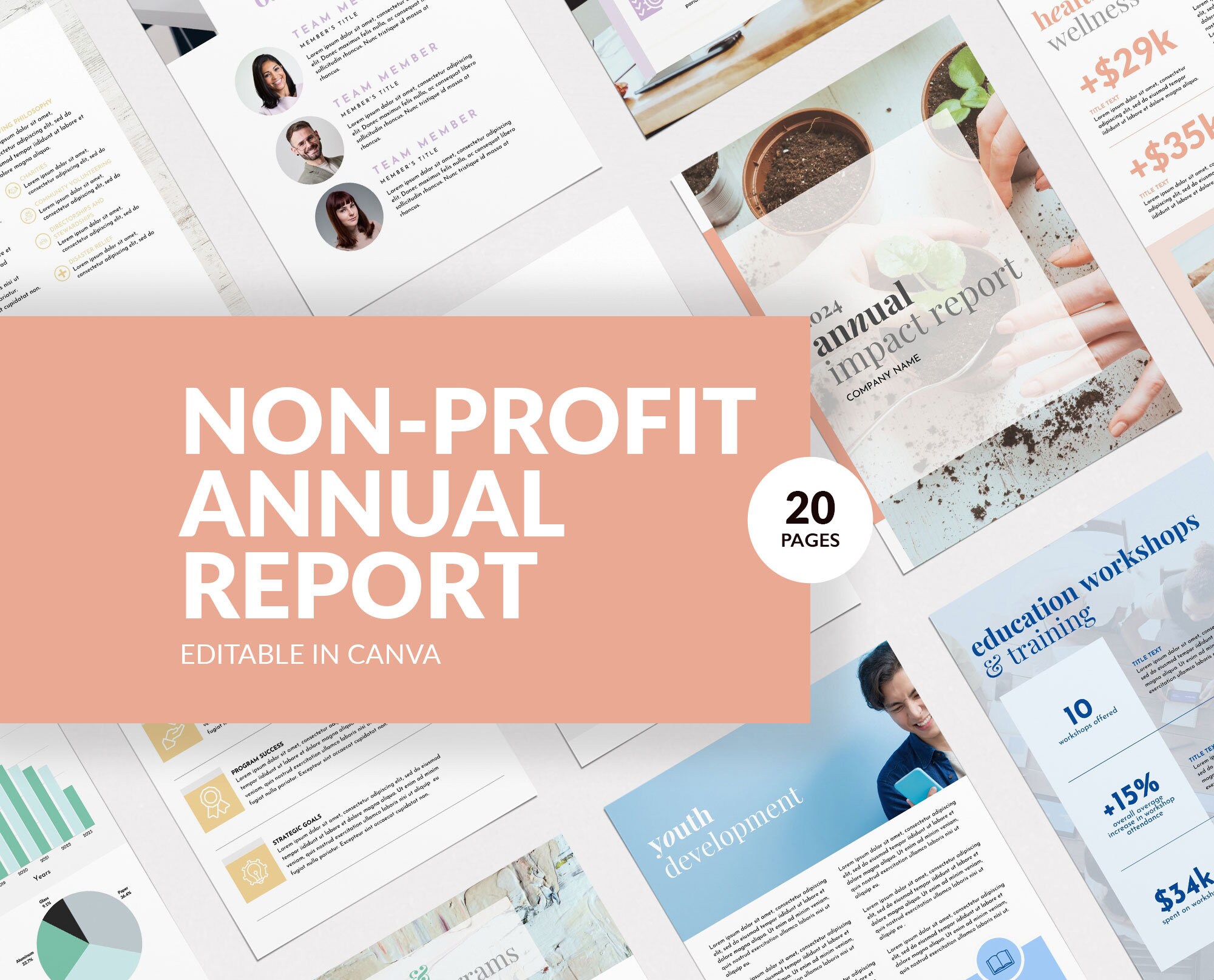 Non-profit Annual Report Canva Template | Charity Template | Year End ...
