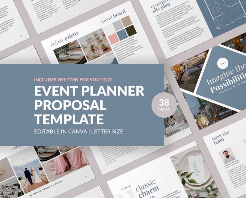 Blue Event Planner Proposal Template Clean | New Client Pitch Document ...
