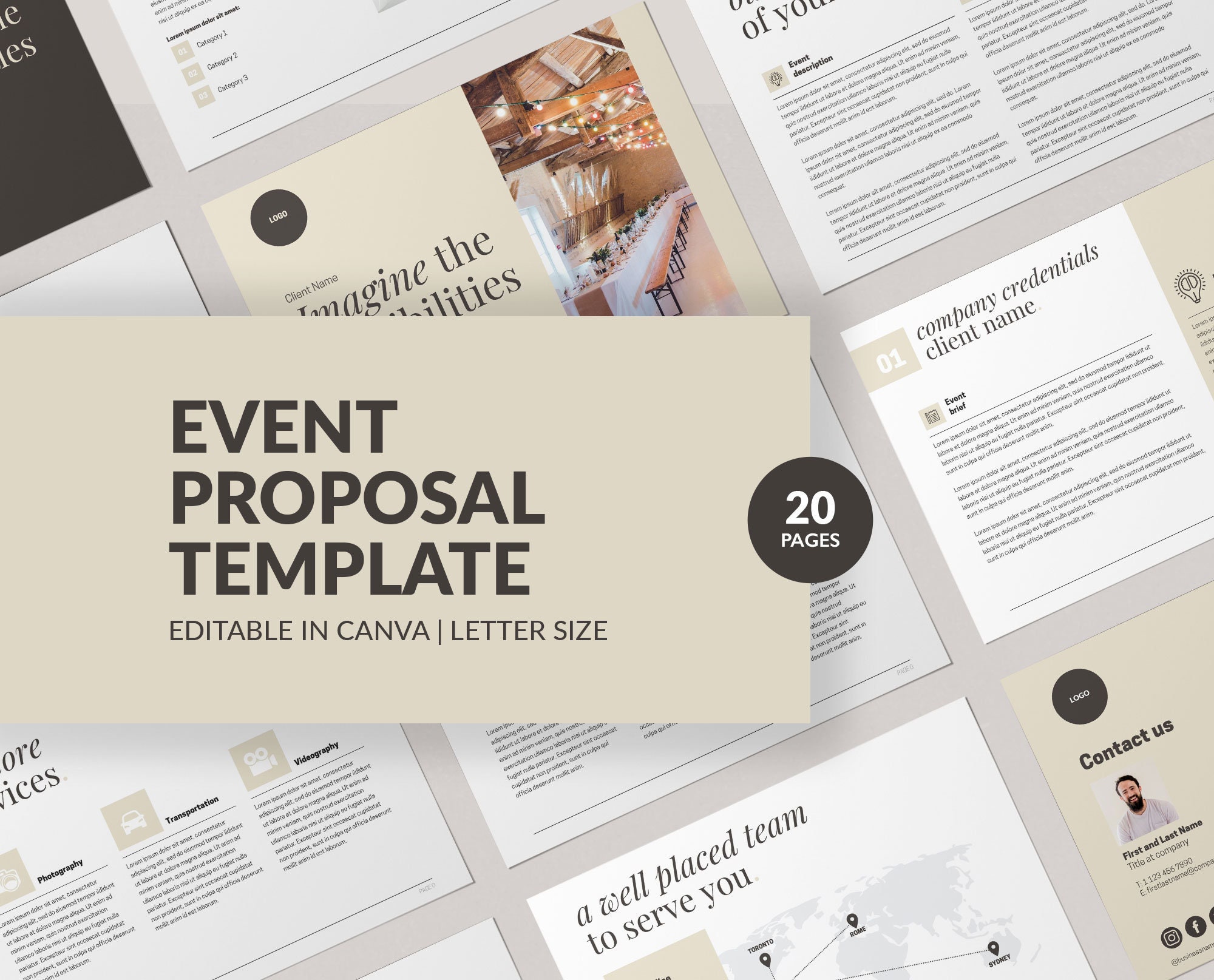 Event Planner Proposal Template Clean New Client Pitch Document Canva ...