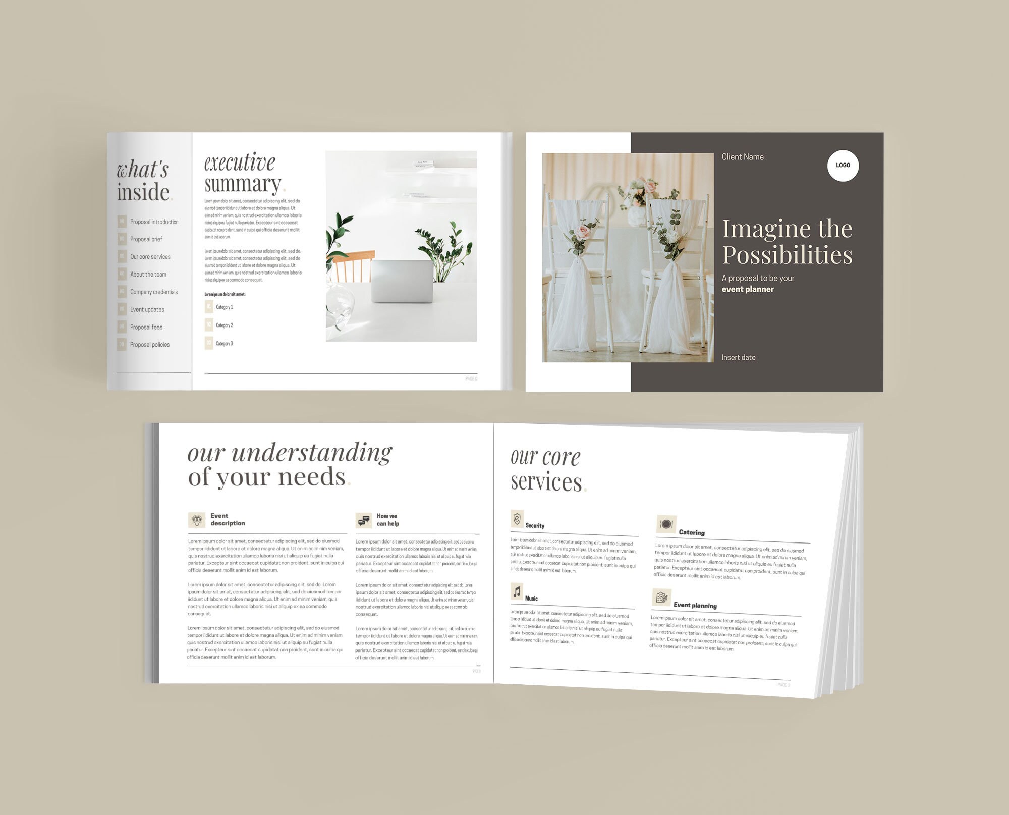 Event Planner Proposal Template Clean New Client Pitch Document Canva ...